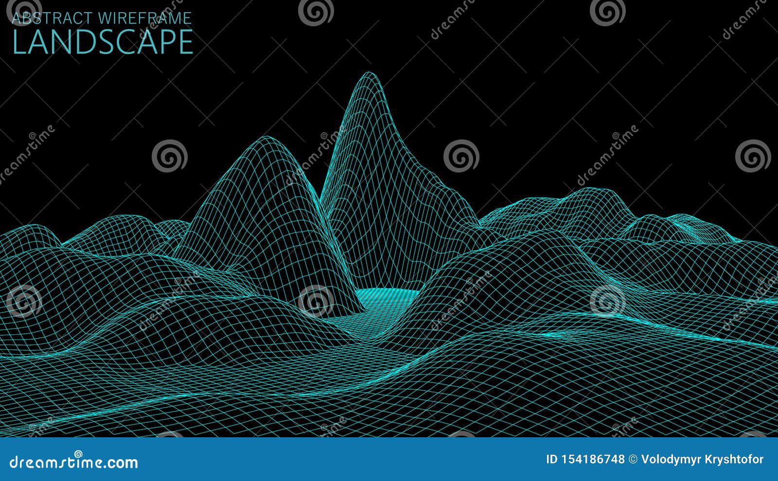 Vector Wireframe 3d Landscape. Technology Grid Illustration. Abstract ...