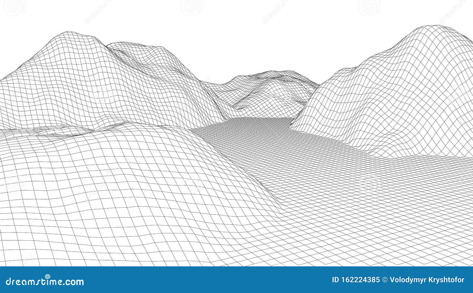 Vector Wireframe 3d Landscape Technology Grid Illustration Abstract