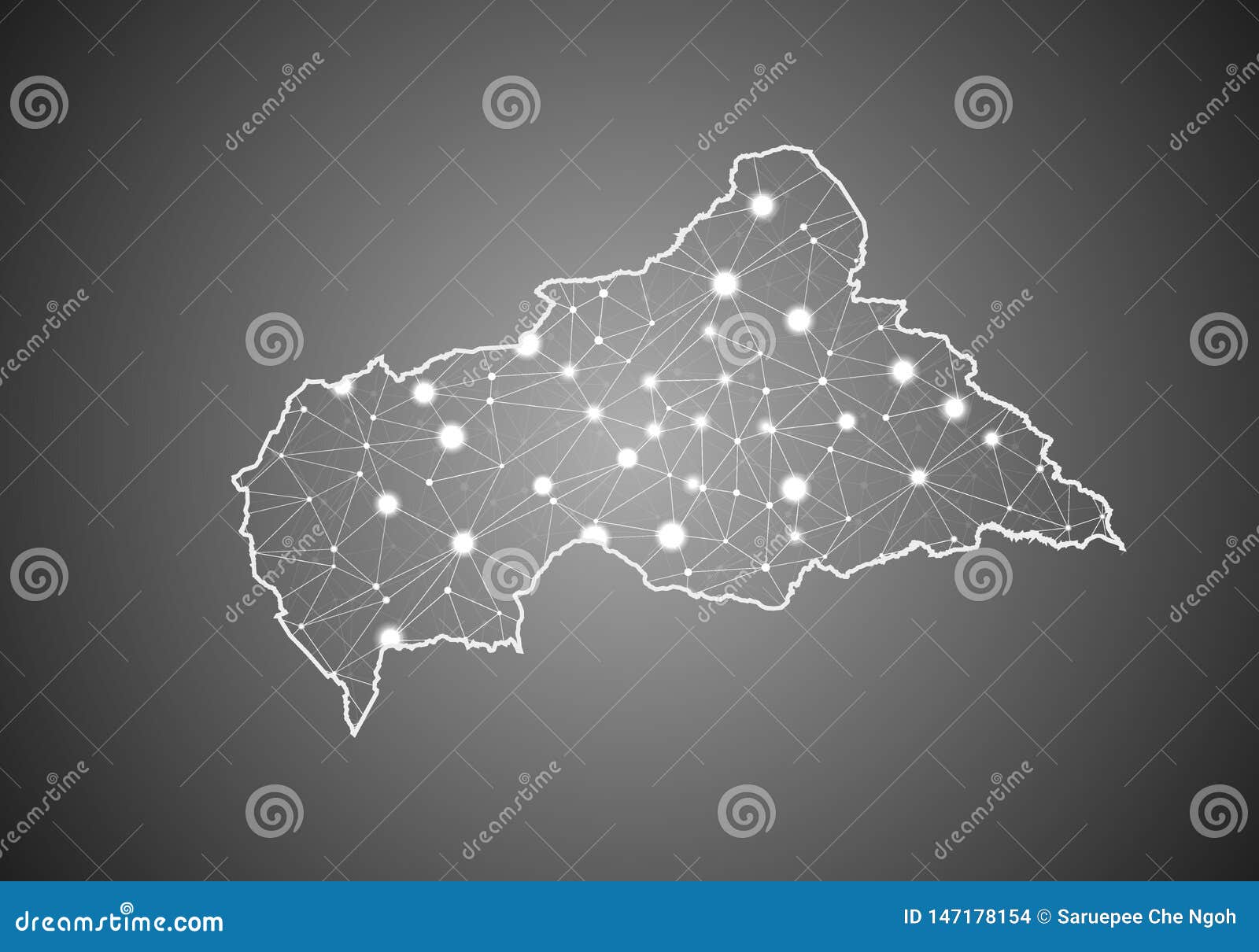 Vector Wireframe Mesh Polygonal of Central African Republic Map ...