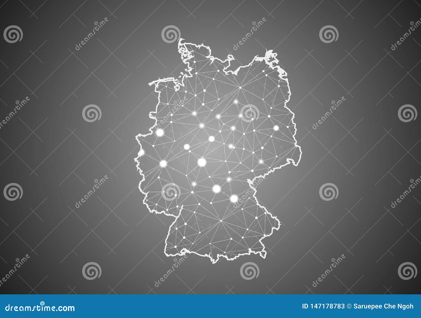Germany 3d Map Visualization. Futuristic HUD Map. Geographical ...