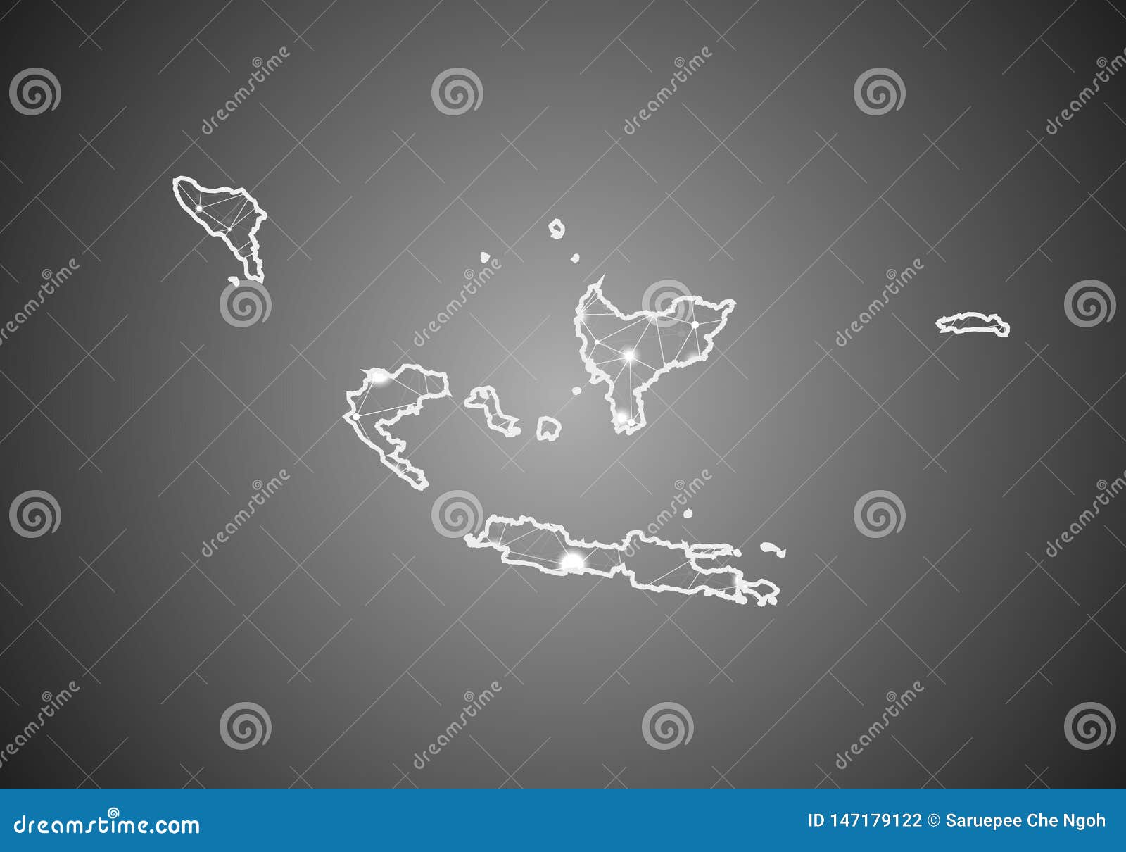 Vector Wireframe Mesh Polygonal of Indonesia Map. Abstract Global ...