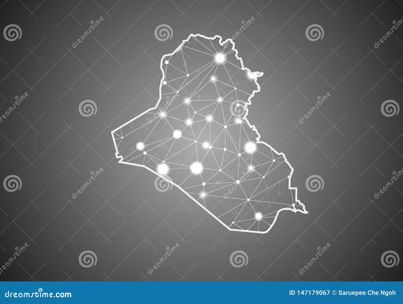 Vector Wireframe Mesh Polygonal of Iraq Map. Abstract Global Connection ...