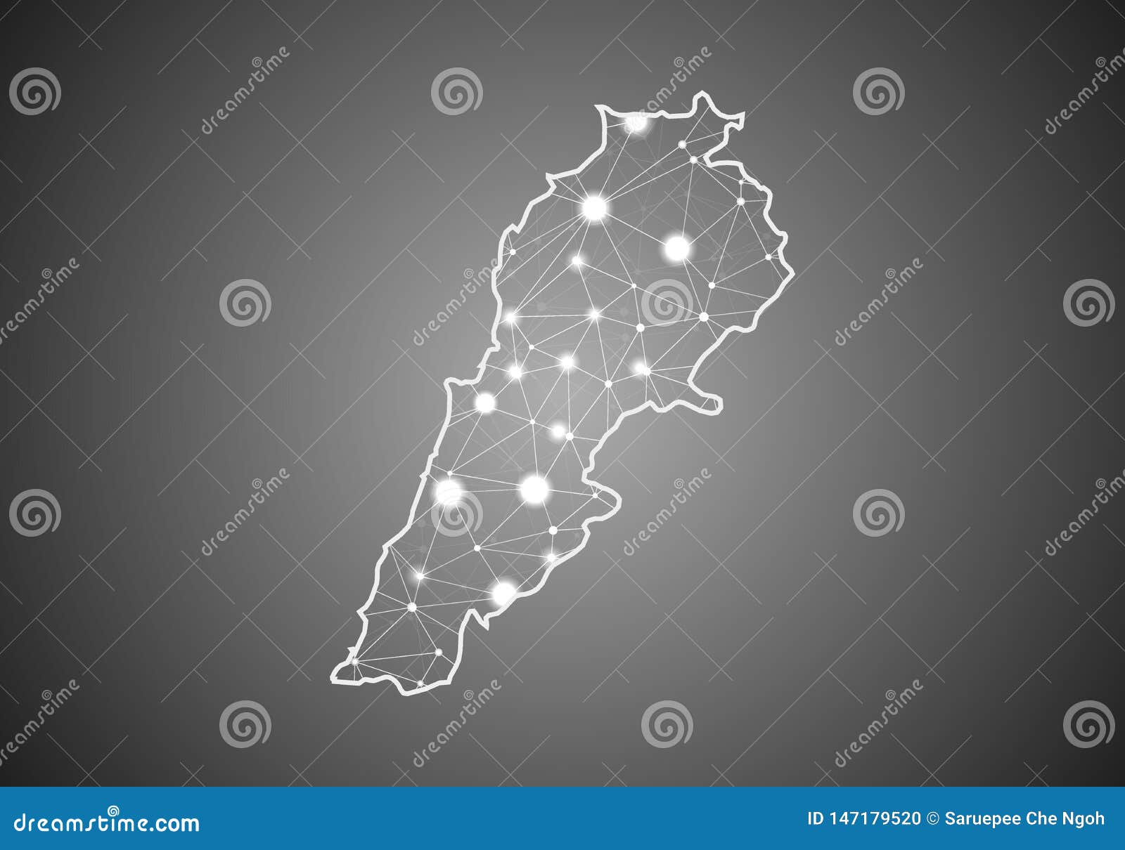 Vector Wireframe Mesh Polygonal of Lebanon Map. Abstract Global ...