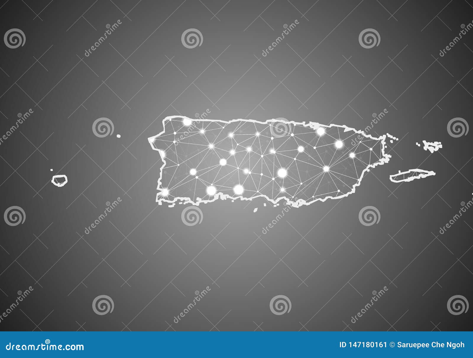 Vector Wireframe Mesh Polygonal of Puerto Rico Map. Abstract Global ...