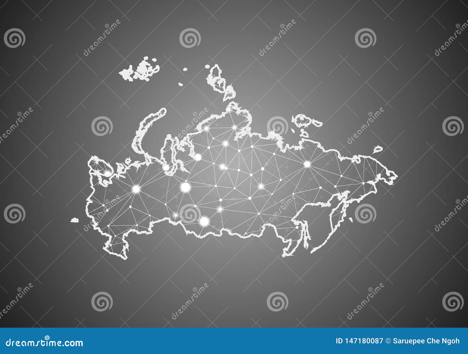 Vector Wireframe Mesh Polygonal of Russia Map. Abstract Global ...