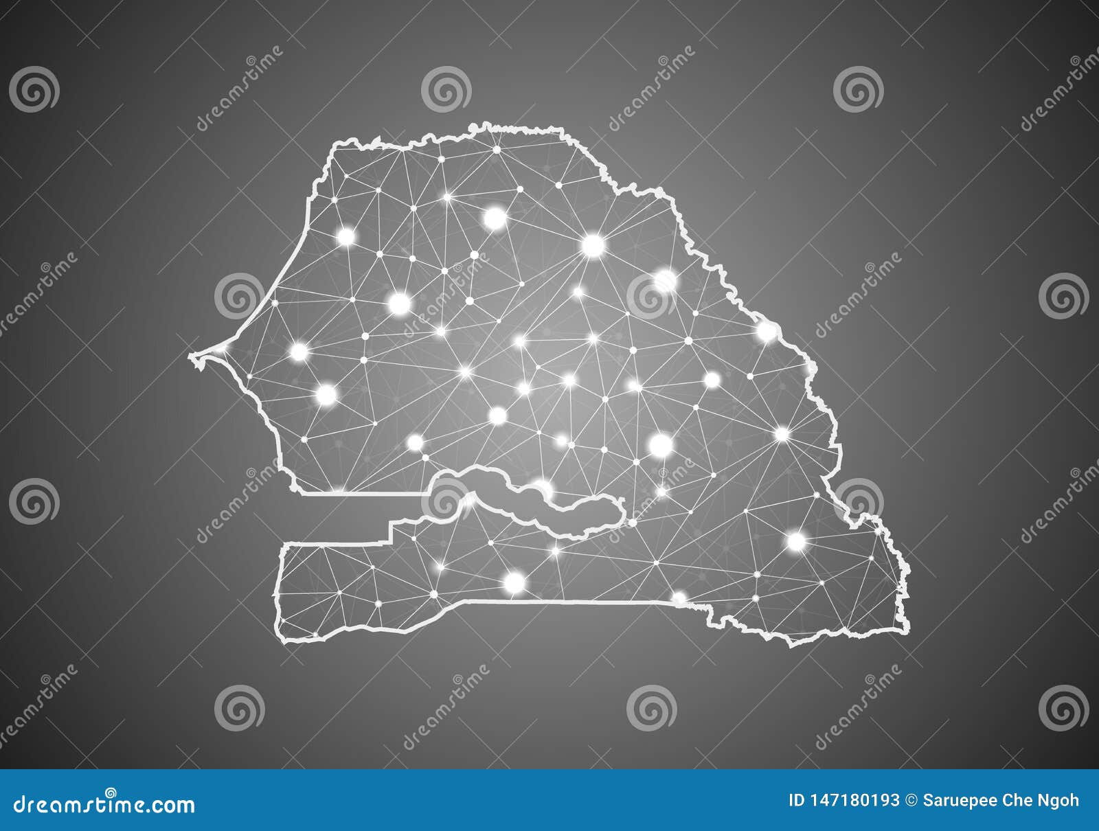 Vector Wireframe Mesh Polygonal of Senegal Map. Abstract Global ...