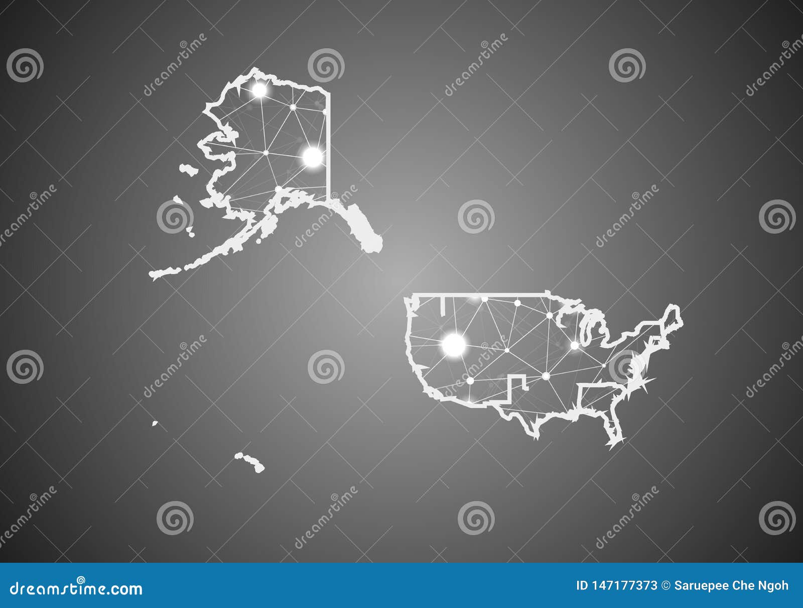 Vector Wireframe Mesh Polygonal of Usa Mercator Map. Abstract Global ...