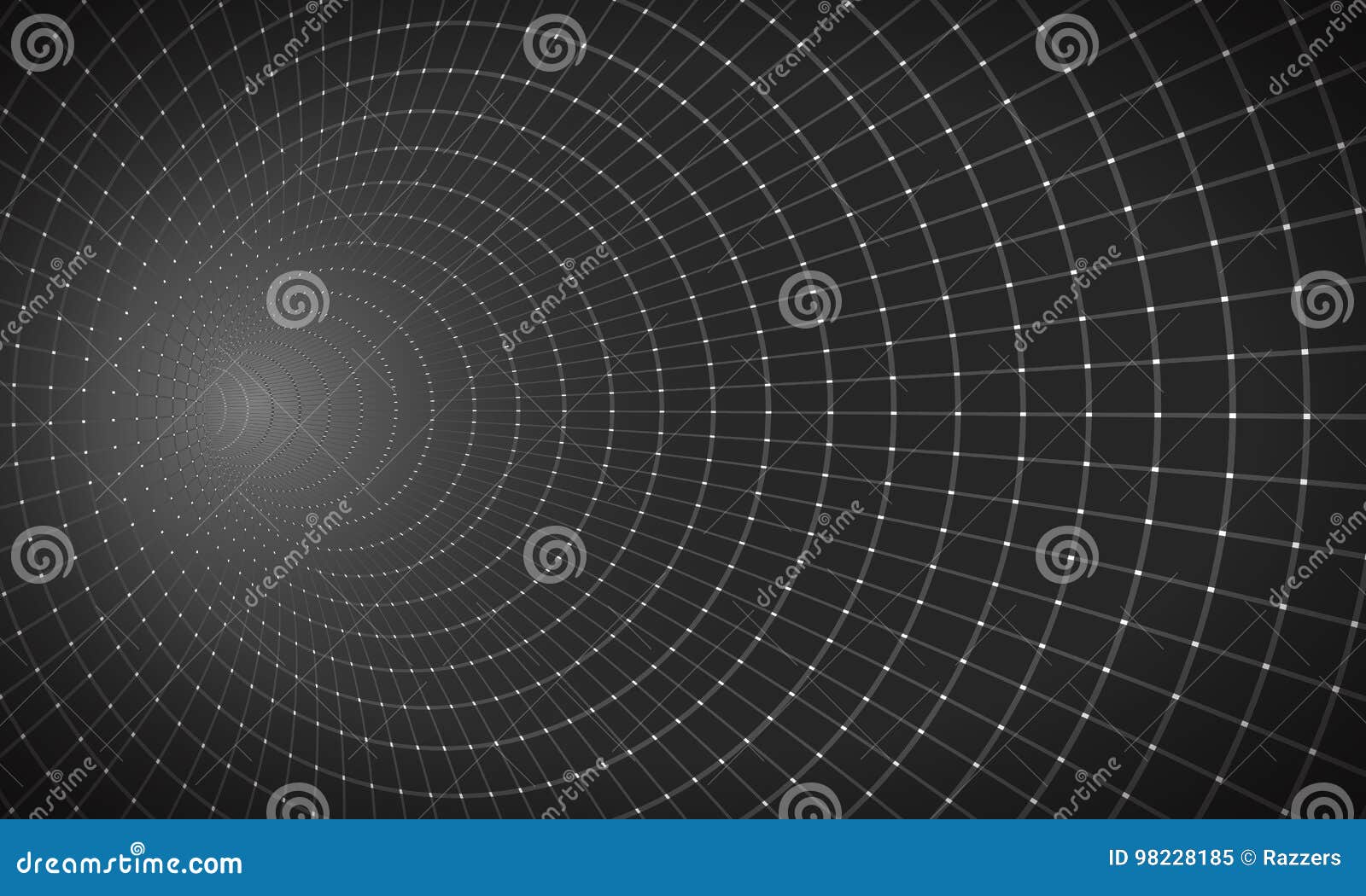Vector Wireframe Tunnel Vortex Illusion Technology Background Stock ...