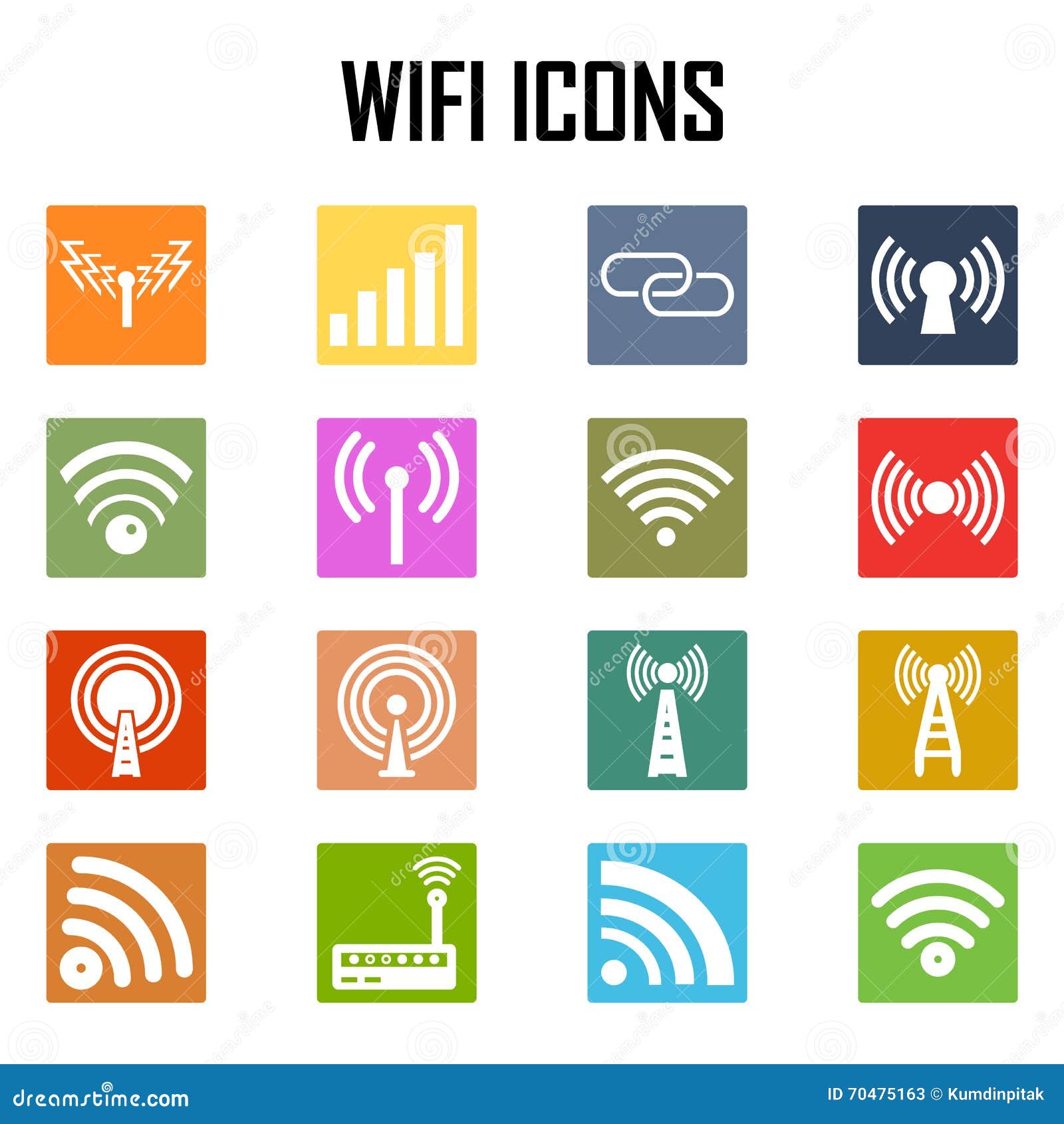 Vector Wireless Icons Set . Stock Vector - Illustration of ...