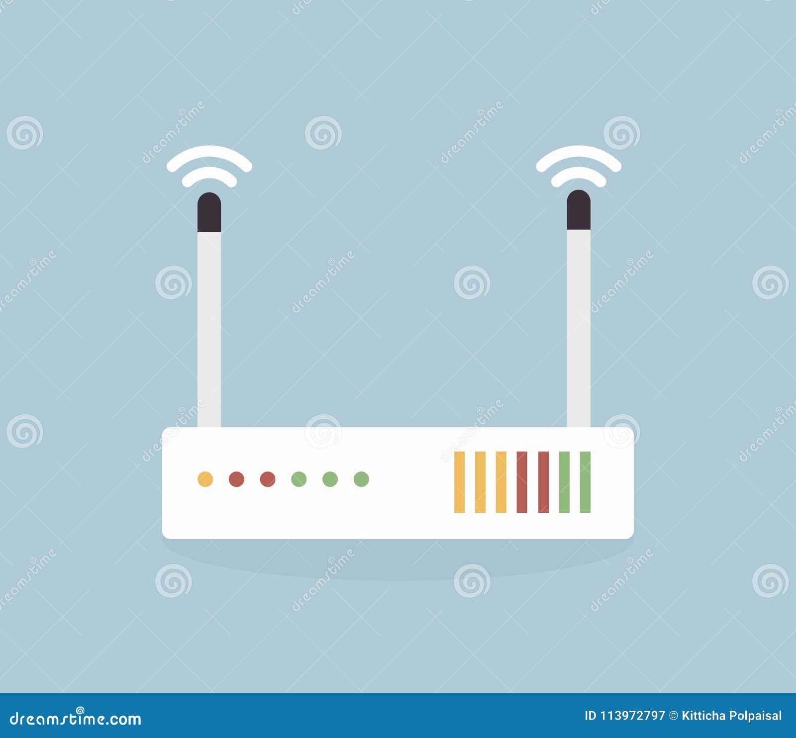 Vector Wireless Network Router Icon, Vector Illustion Flat Design Style ...