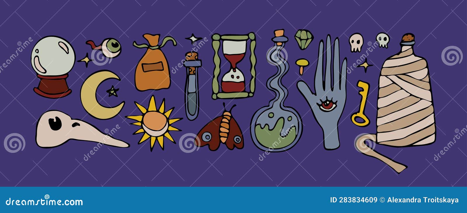Vector Witch Isolated Doodle Set, Magical Outline Potion Collection ...