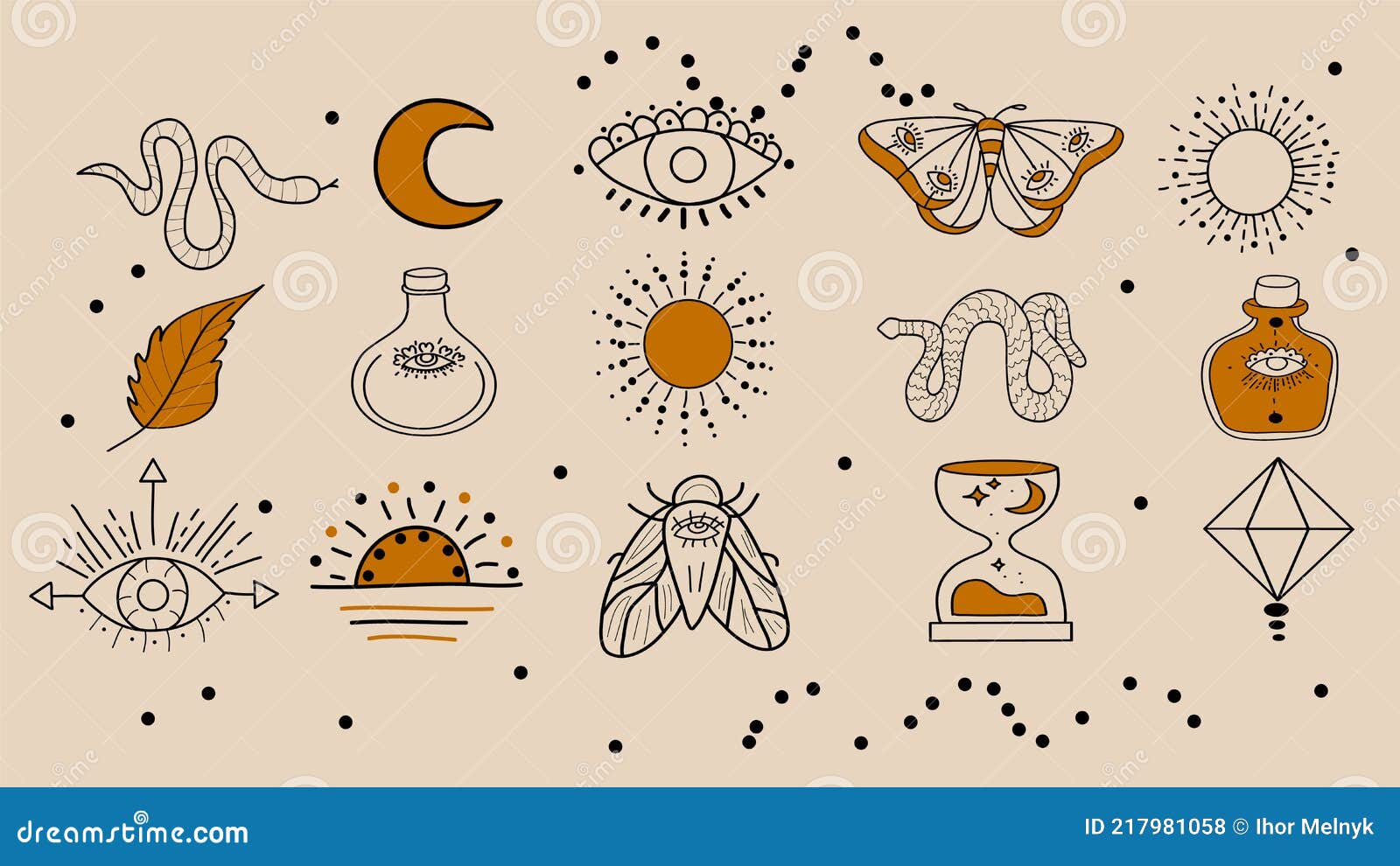 Magic symbols set stock vector. Illustration of drawing - 217981058