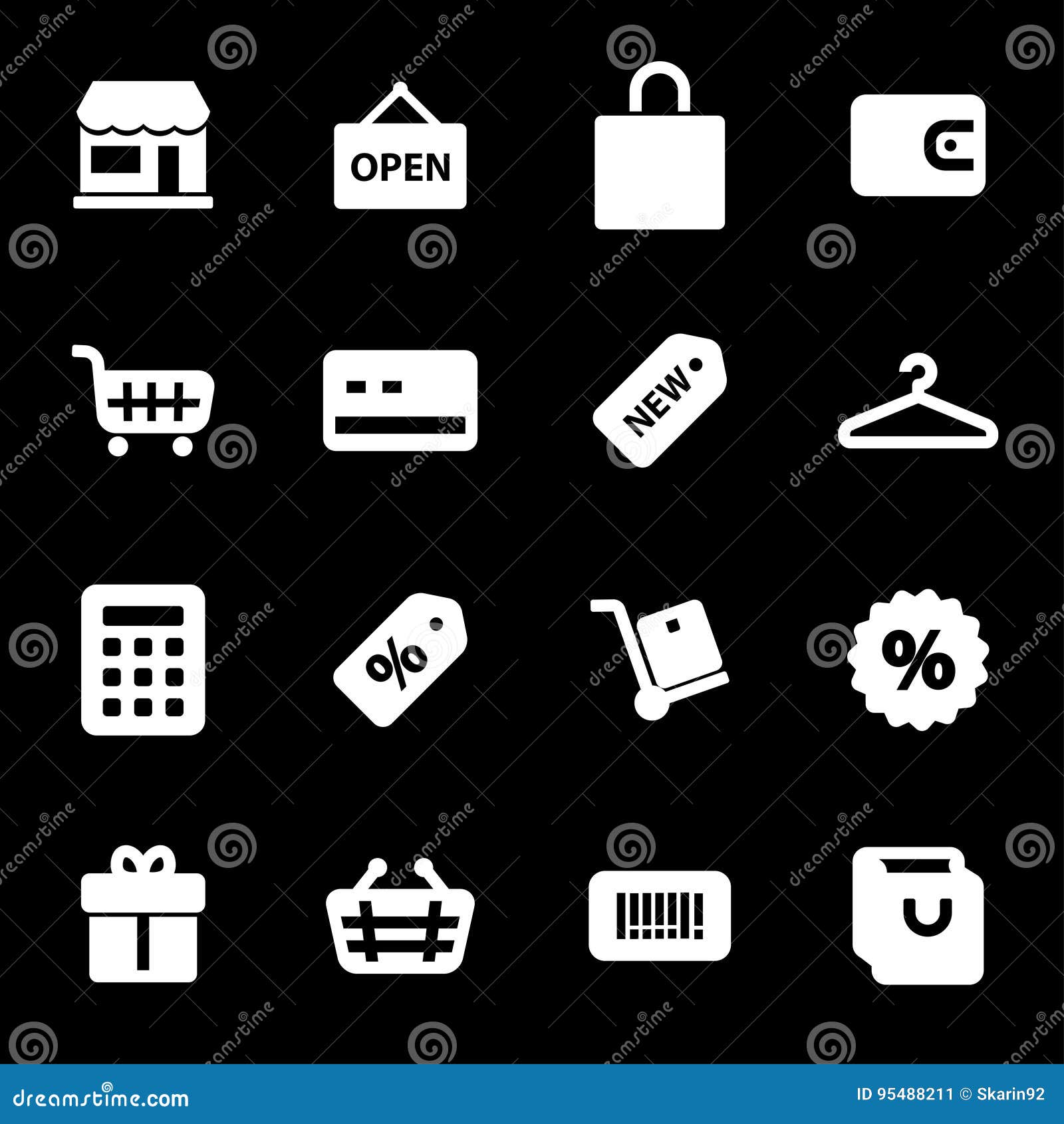 Vector Witte Het Winkelen Geplaatste Pictogrammen Vector Illustratie ...