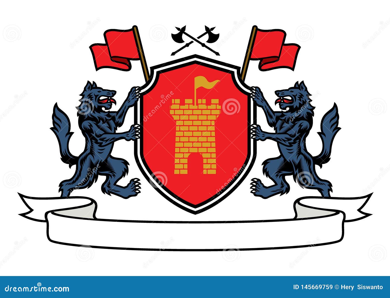 Wolf Heraldry in Coat of Arms Style Stock Vector - Illustration of ...