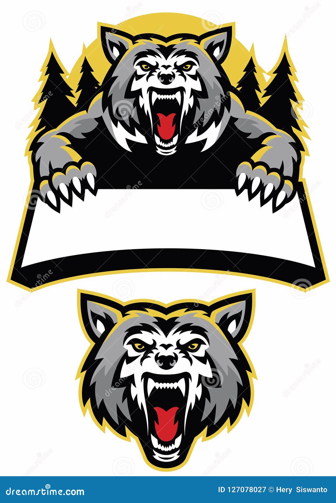 Wolf mascot set stock vector. Illustration of life, esport - 127078027