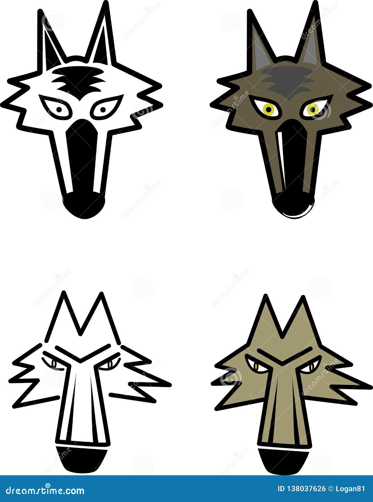 Vector wolves icons stock vector. Illustration of stylized - 138037626