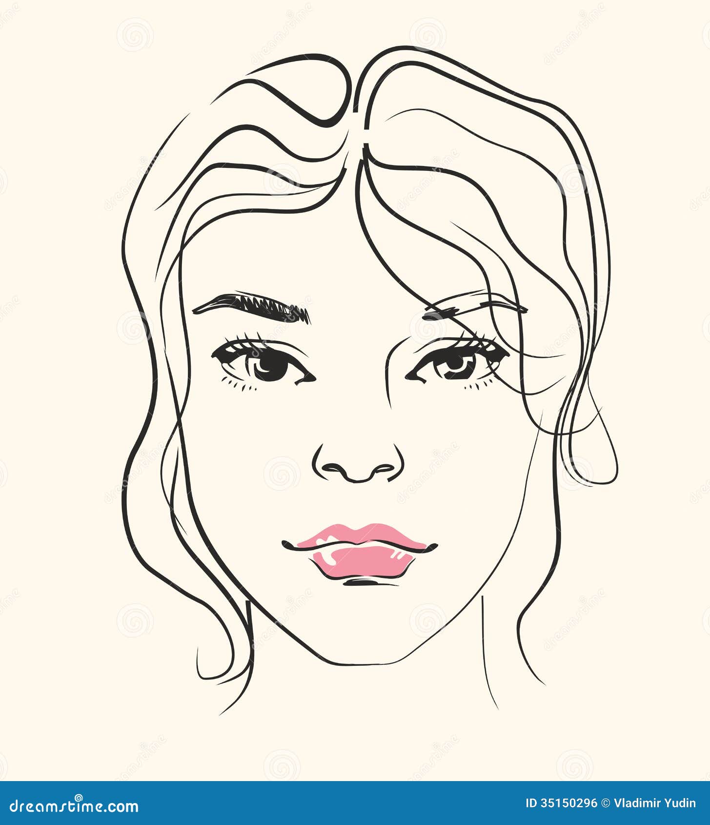 Vector woman face stock vector. Illustration of drawn - 35150296