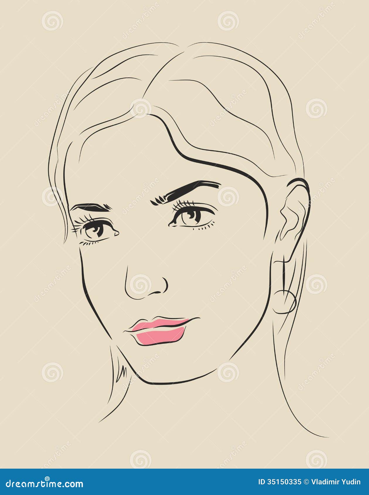 Vector woman face stock vector. Illustration of line - 35150335