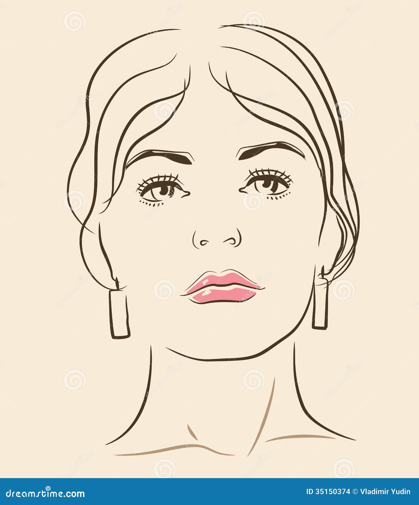 Vector woman face stock vector. Illustration of attractive - 35150374