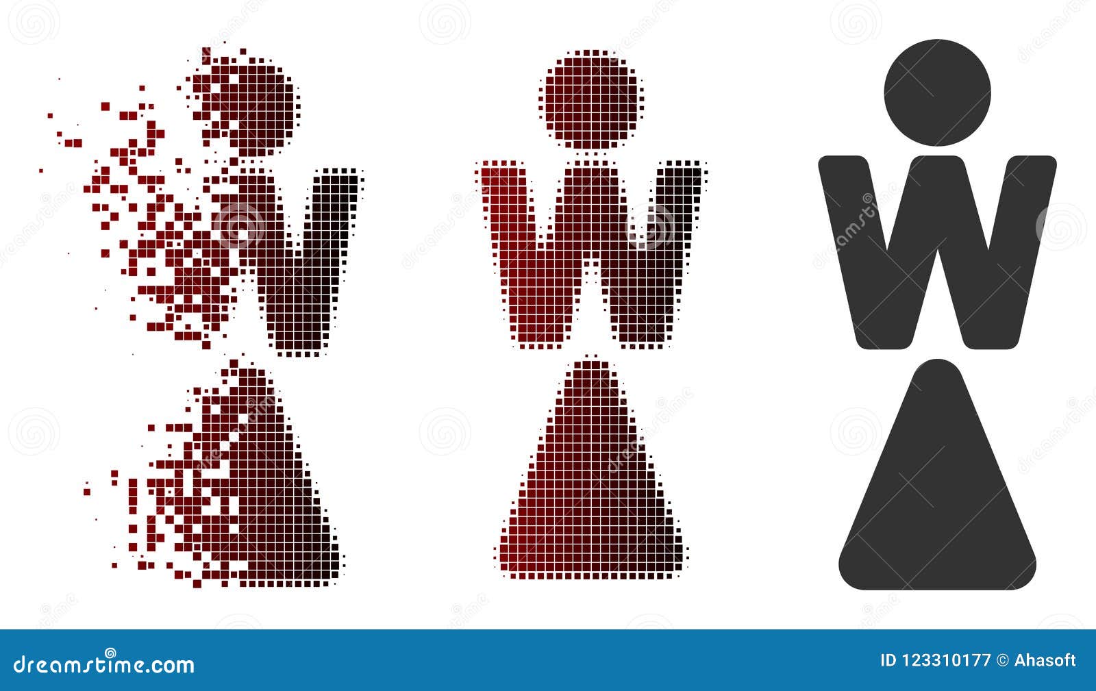 Decomposed Pixel Halftone Woman Icon Stock Vector - Illustration of ...