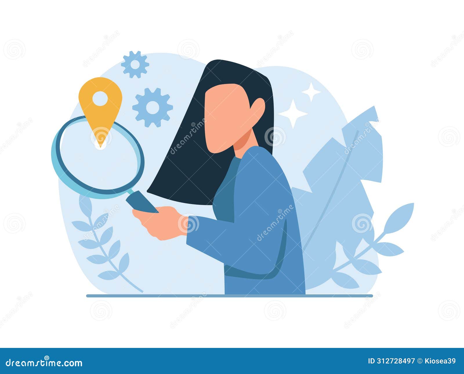 Woman Geotagging And Looking For The Correct Route In The App. Concept ...