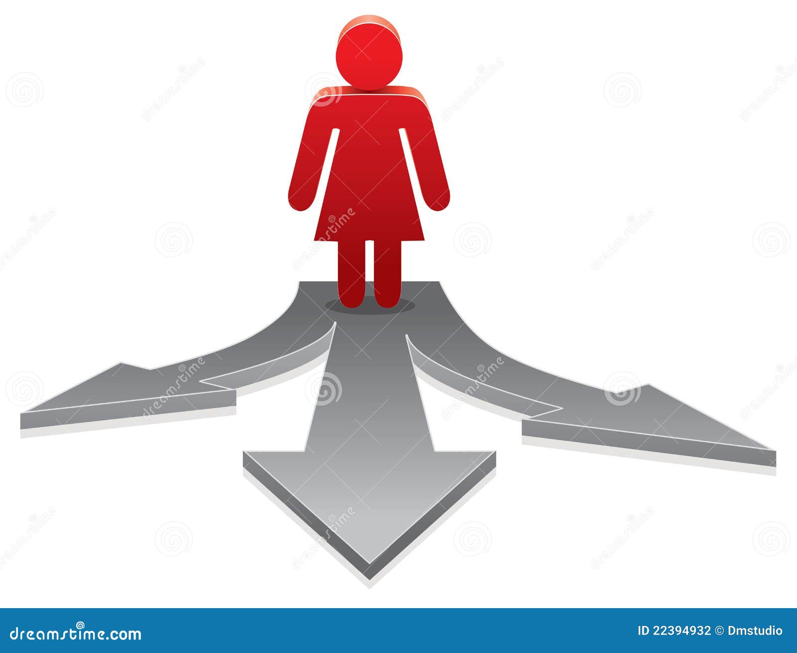 Vector Woman Making a Choice on Crossroads Stock Vector - Illustration ...