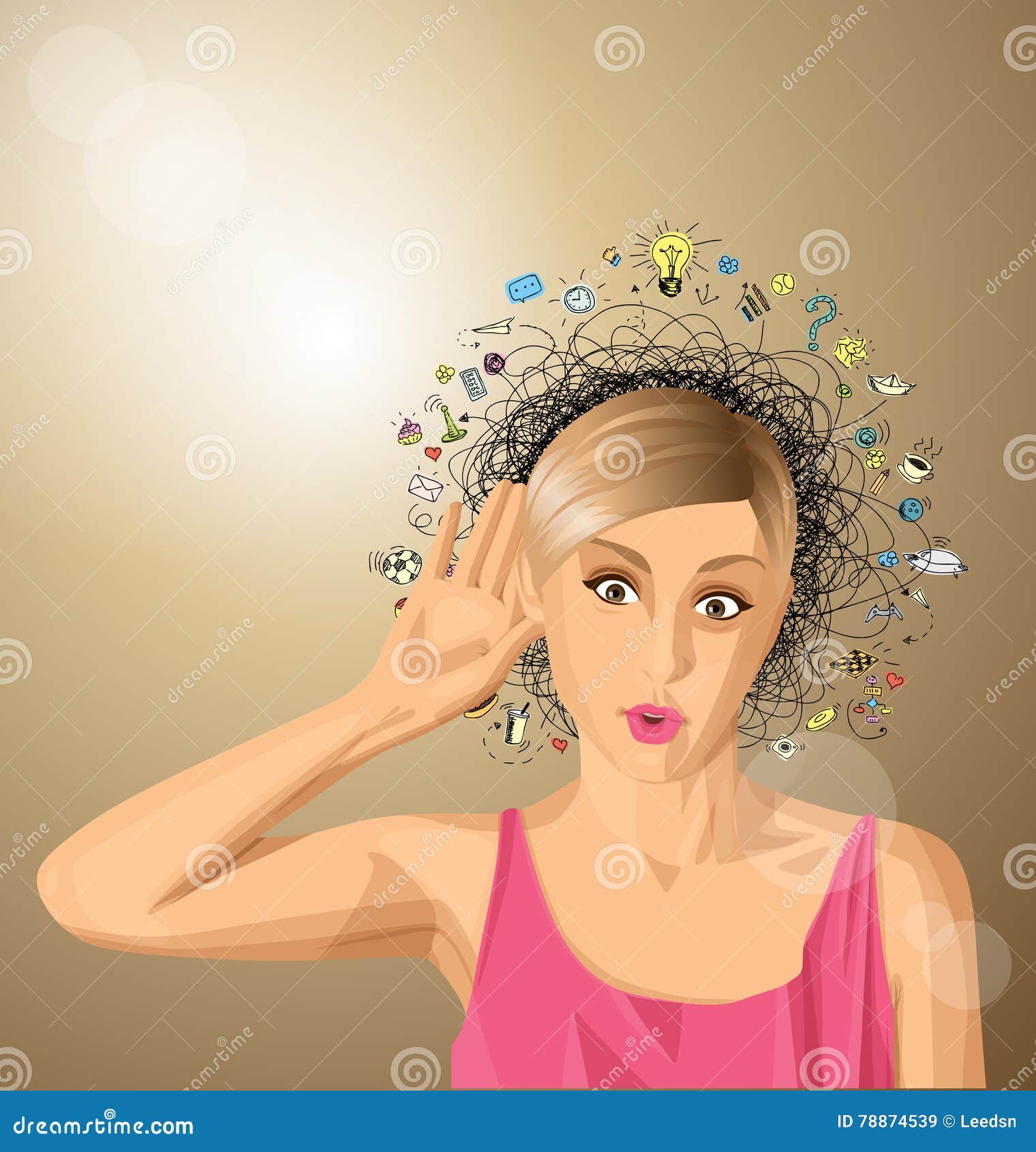 Vector Woman Overhearing Something Stock Vector - Illustration of ...