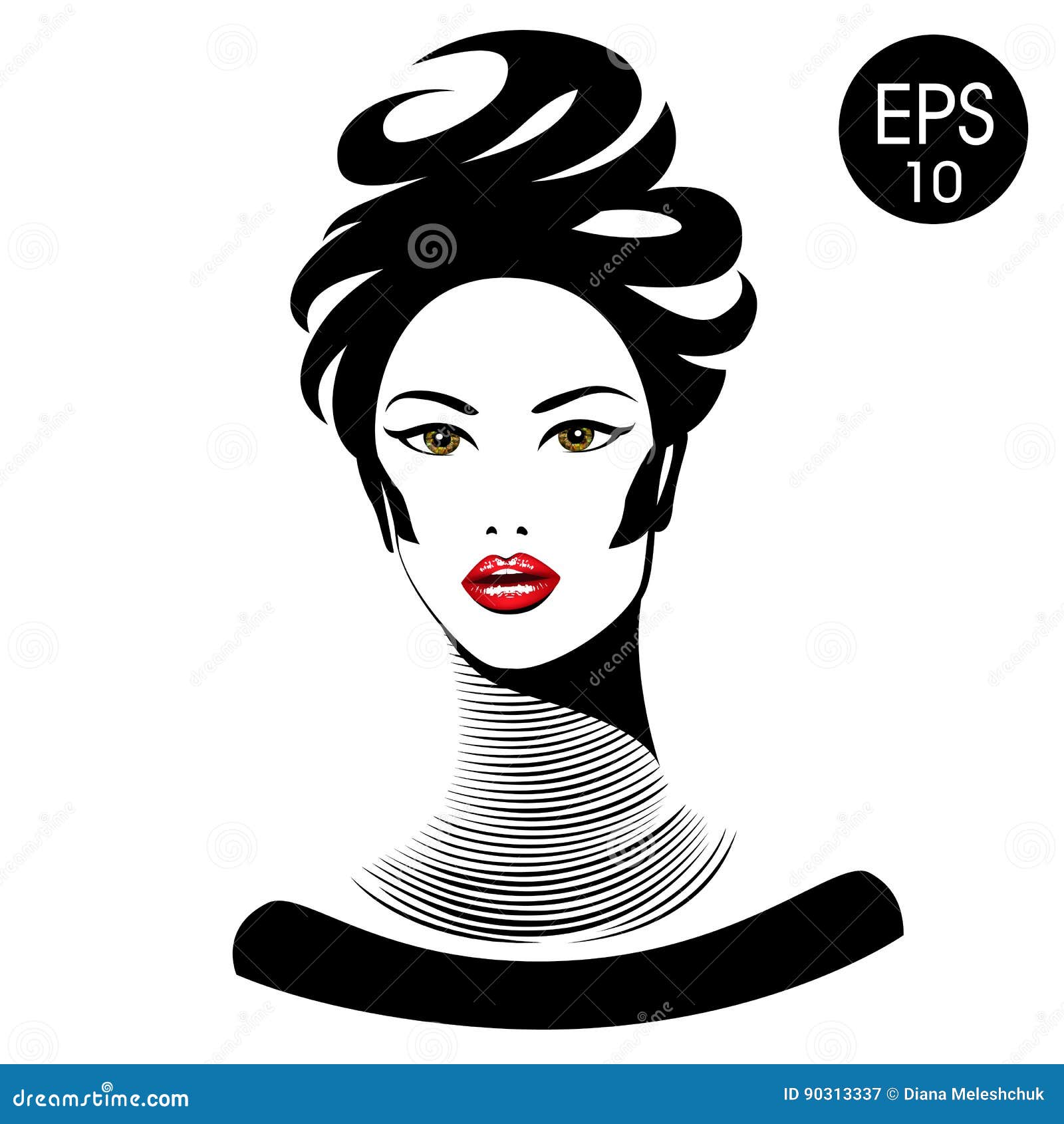 Vector Woman with Red Lips and Long Neck Stock Vector - Illustration of ...