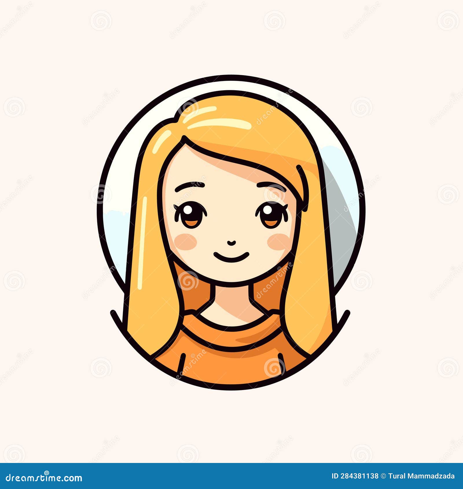 Vector of a Woman S Face in a Circle on a White Background Stock Vector ...
