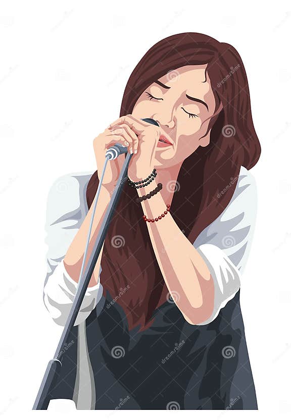 Vector of woman singing stock vector. Illustration of person - 163023994