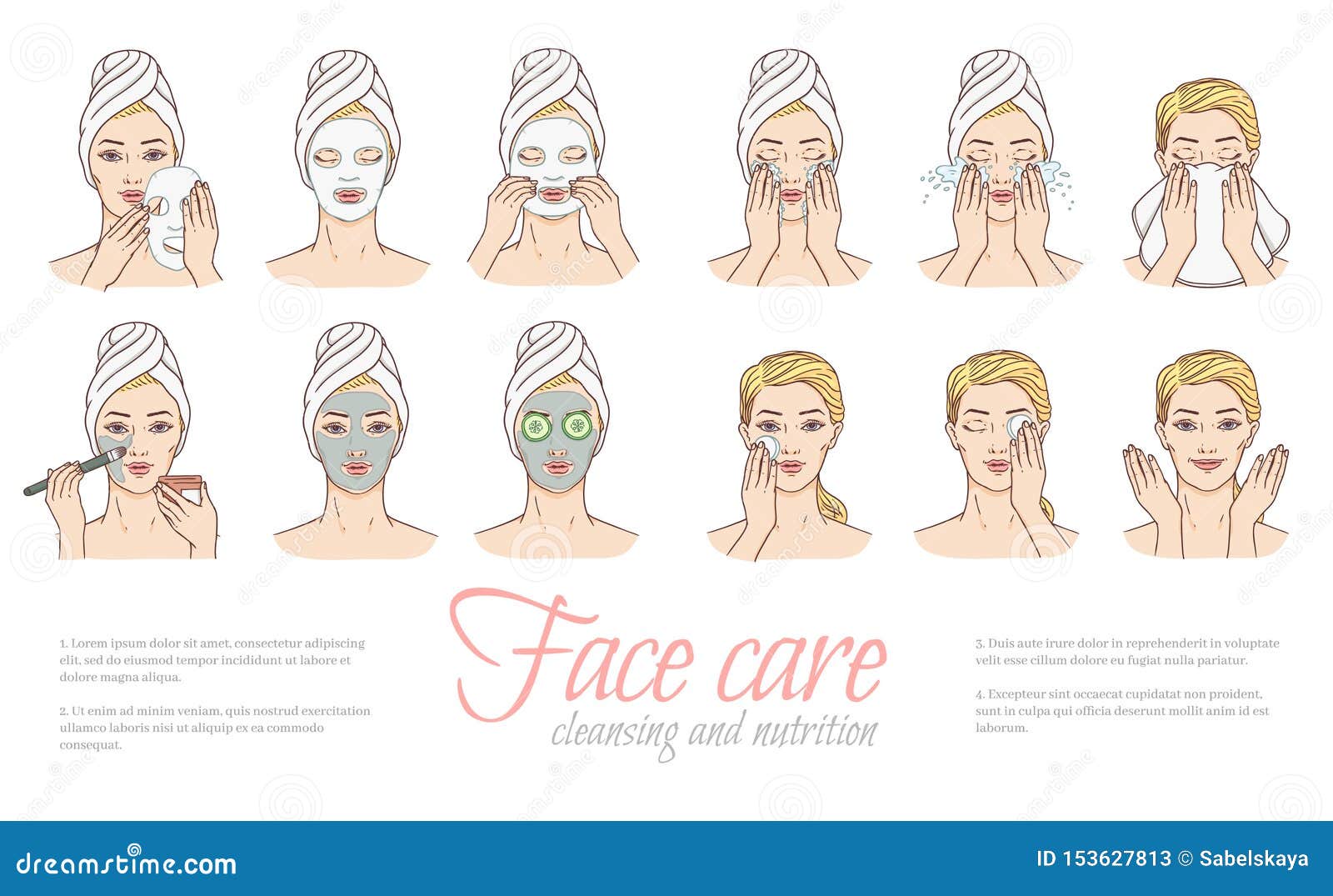 Vector Woman Applying Facial Mask Face Treatment Stock Vector