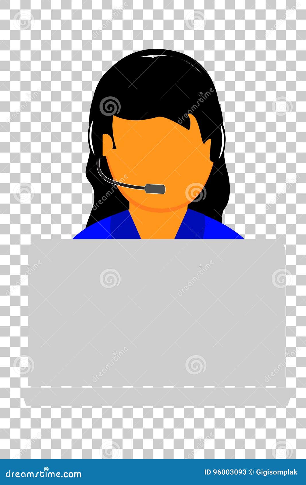 Customer Service Woman at Work with Notebook at Transparent Effect ...