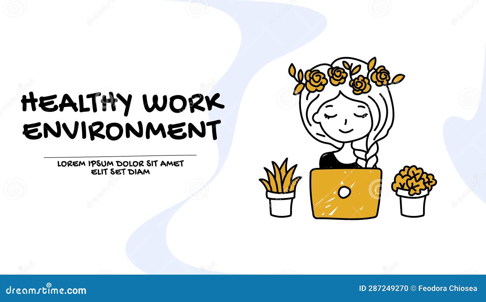 Vector of a Woman Working in a Healthy Company Environment Stock ...