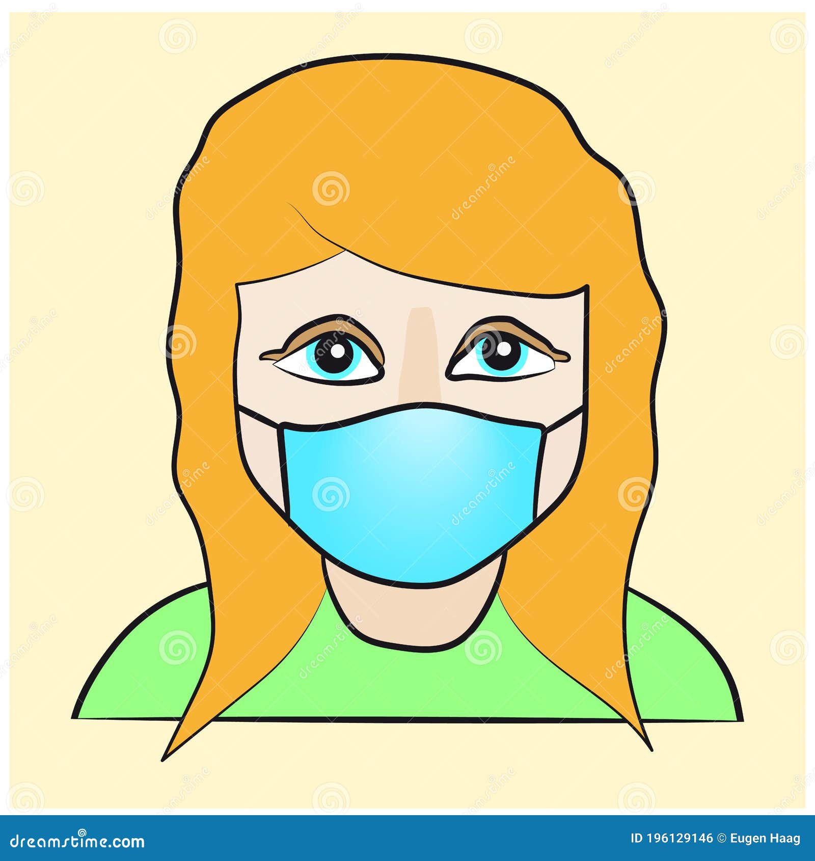 Vector. a Womans Head with a Face Mask Stock Vector - Illustration of ...