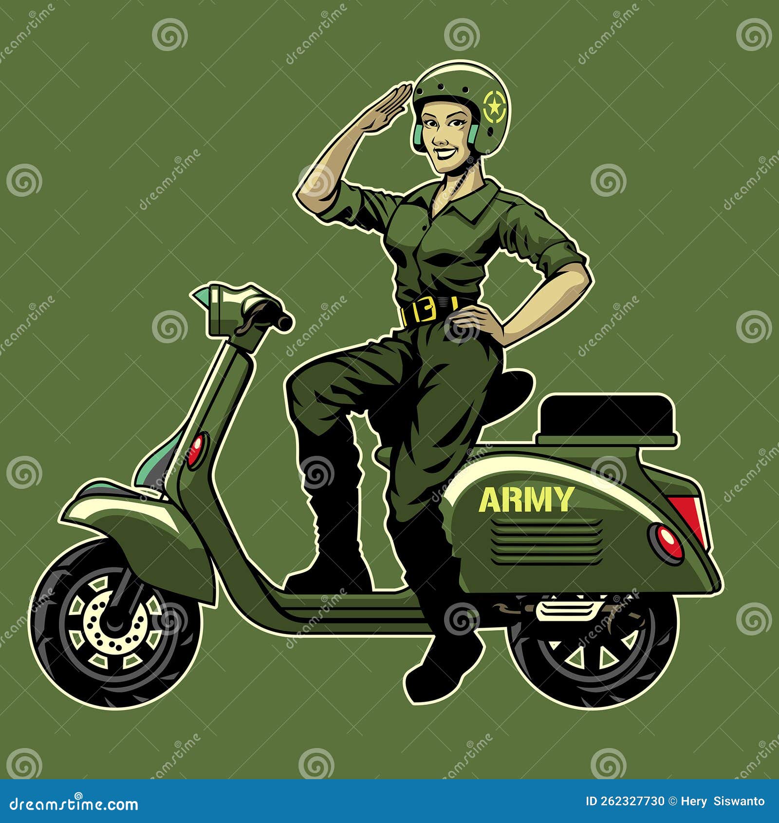 Women World War Soldier Riding the Old Scooter Stock Vector ... Women World War Soldier Riding the Old Scooter Stock Vector ...