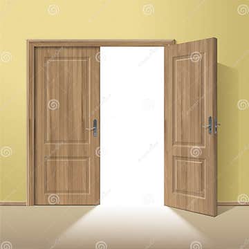 Vector Wood Open Door with Frame Stock Vector - Illustration of ...