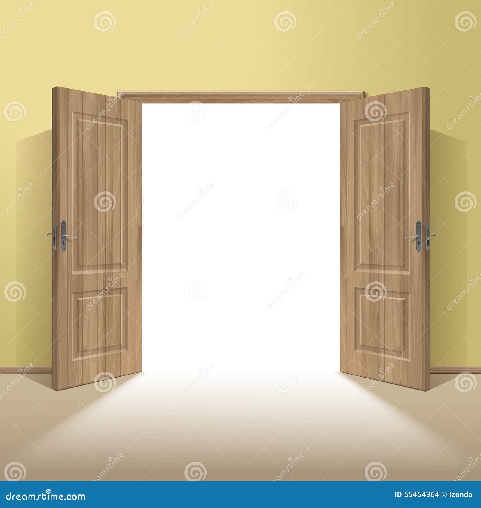 Vector Wood Open Door with Frame Stock Vector - Illustration of access ...