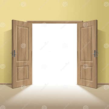 Vector Wood Open Door with Frame Stock Vector - Illustration of access ...