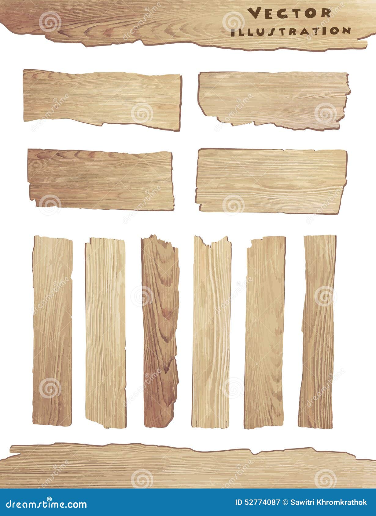Vector Wood Plank Isolated on White Background Stock Vector ...