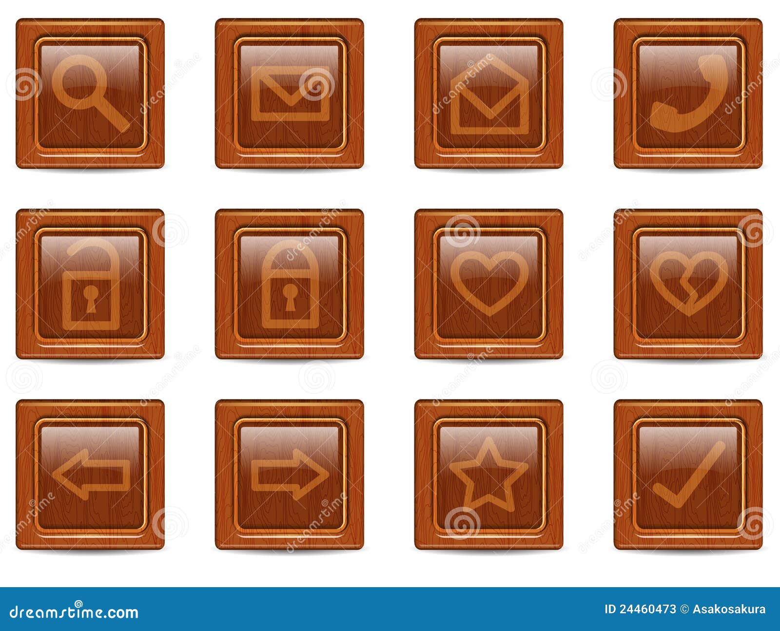 Vector wood web icons set stock vector. Illustration of graph - 24460473