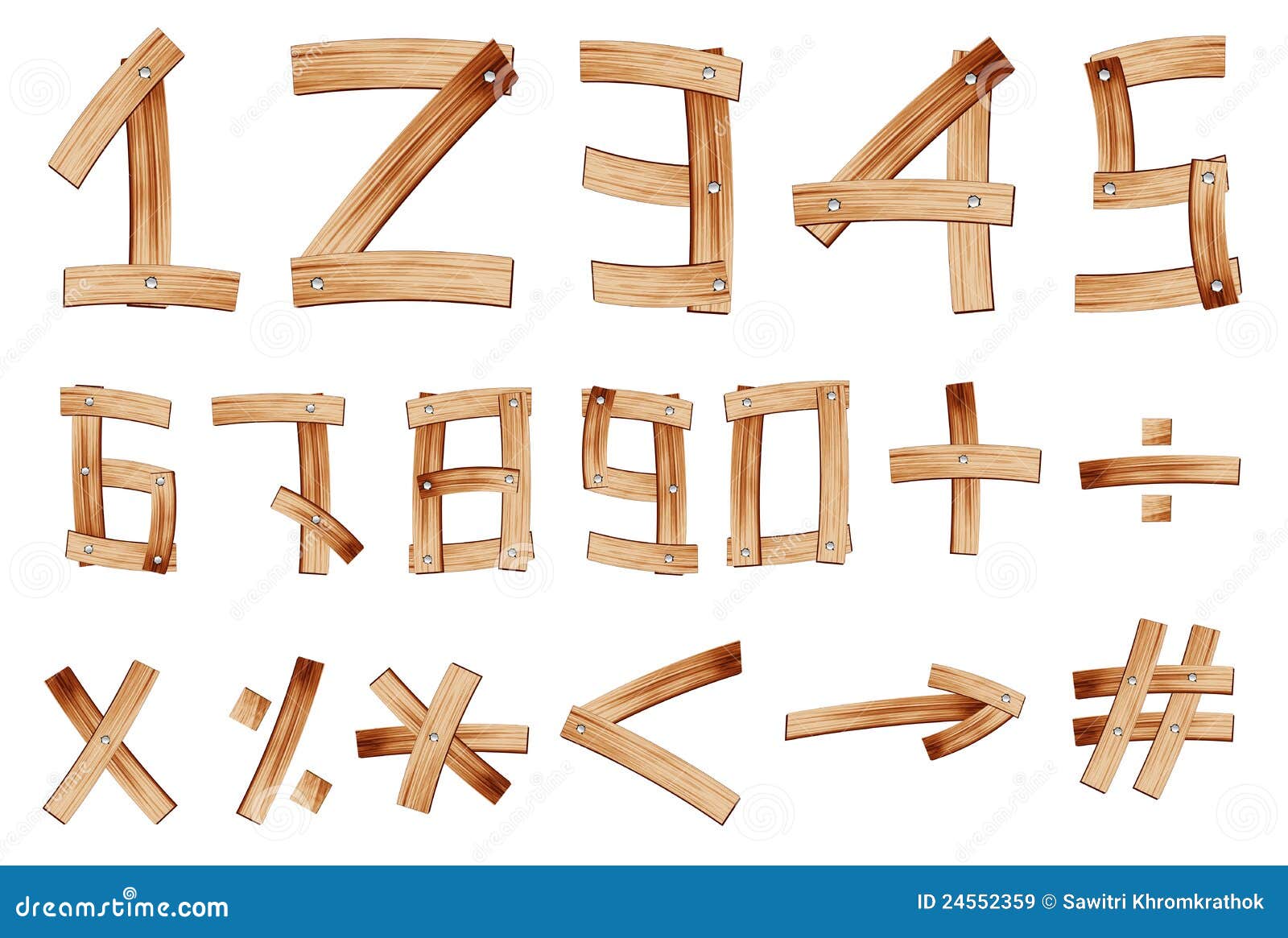 Vector Wooden Alphabet Number Stock Vector - Illustration of font ...