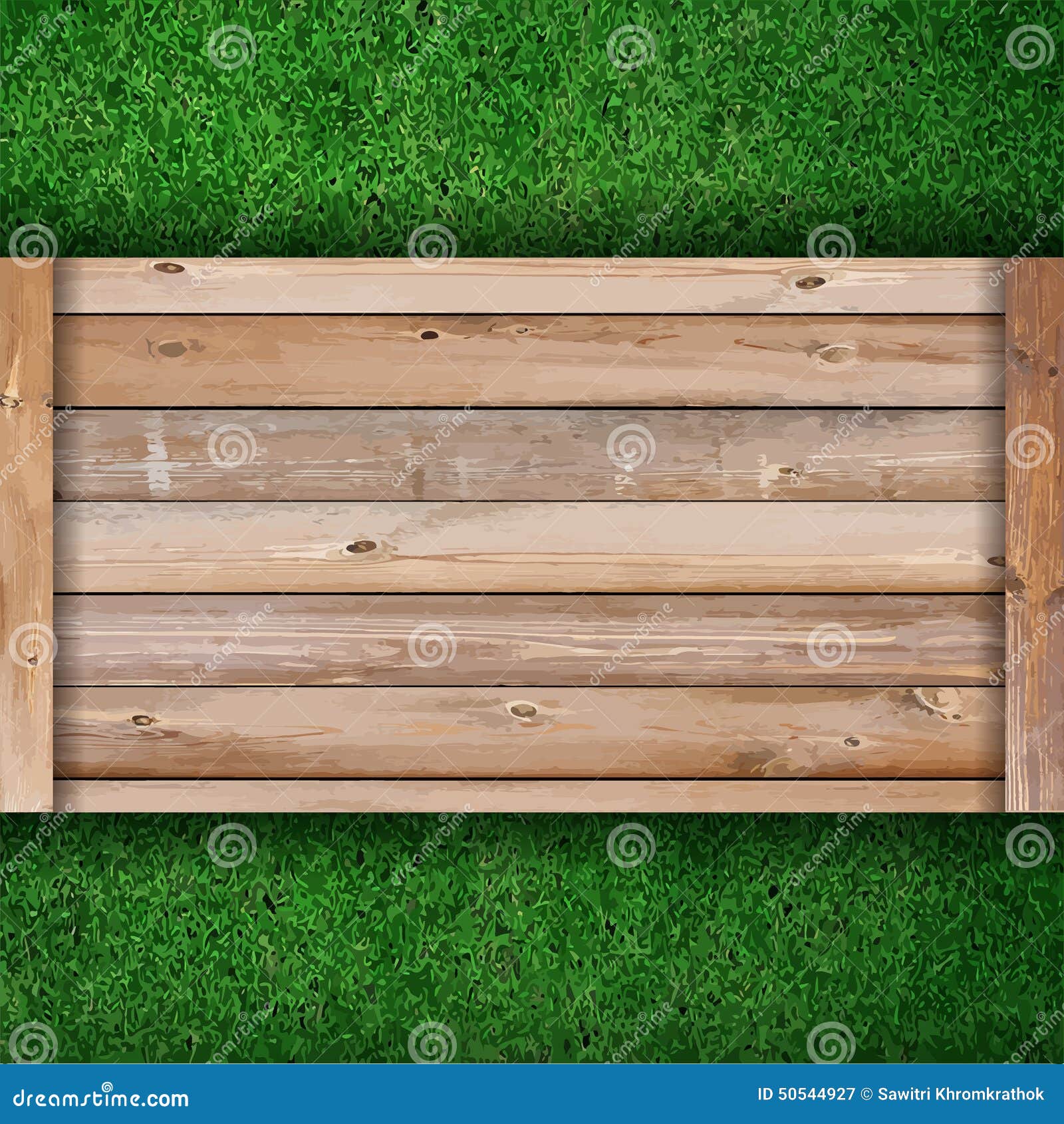 Vector Wooden Board on Green Grass Stock Vector - Illustration of ...