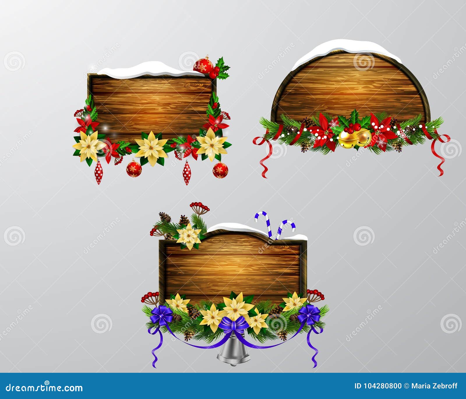 Vector Wooden Christmas Board Stock Vector - Illustration of bells ...
