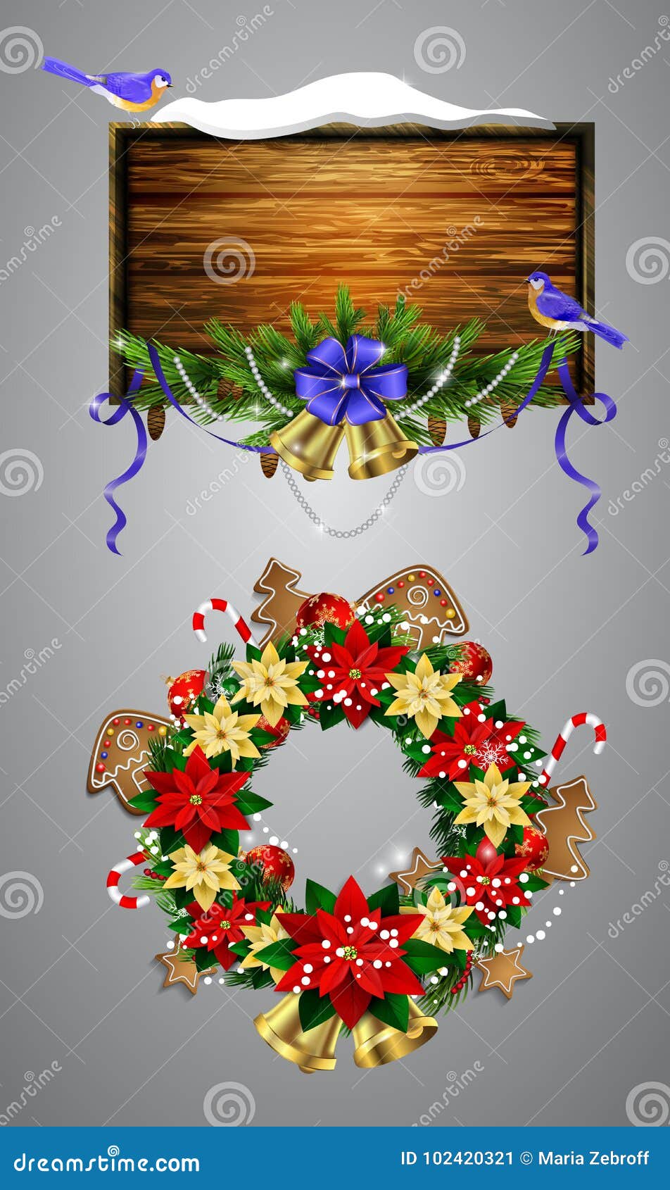 Vector Wooden Christmas Board Stock Vector - Illustration of retro ...