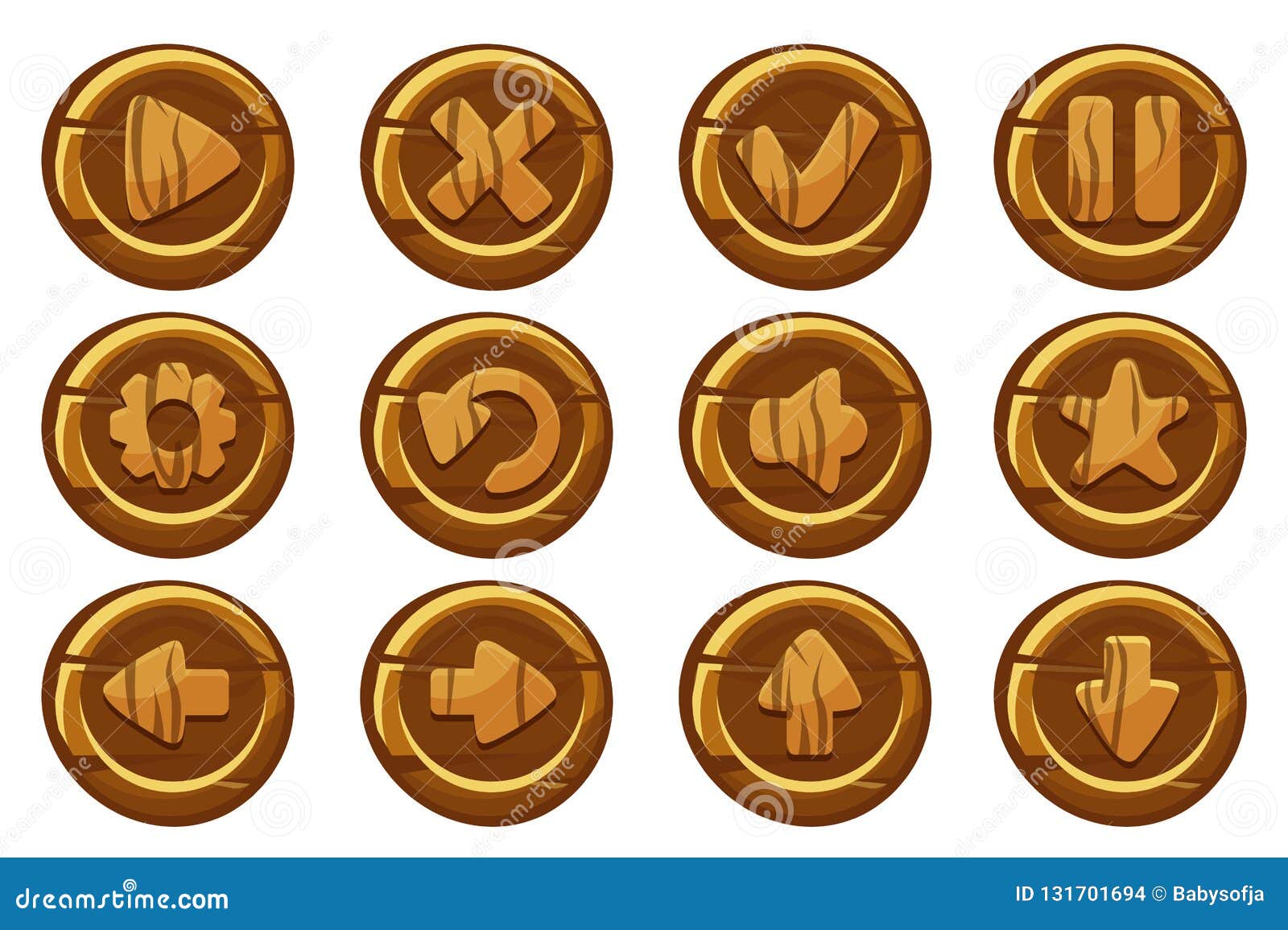 Vector Wooden Collection Kit Buttons for Ui Game. Stock Vector ... Vector Wooden Collection Kit Buttons for Ui Game. Stock Vector ...