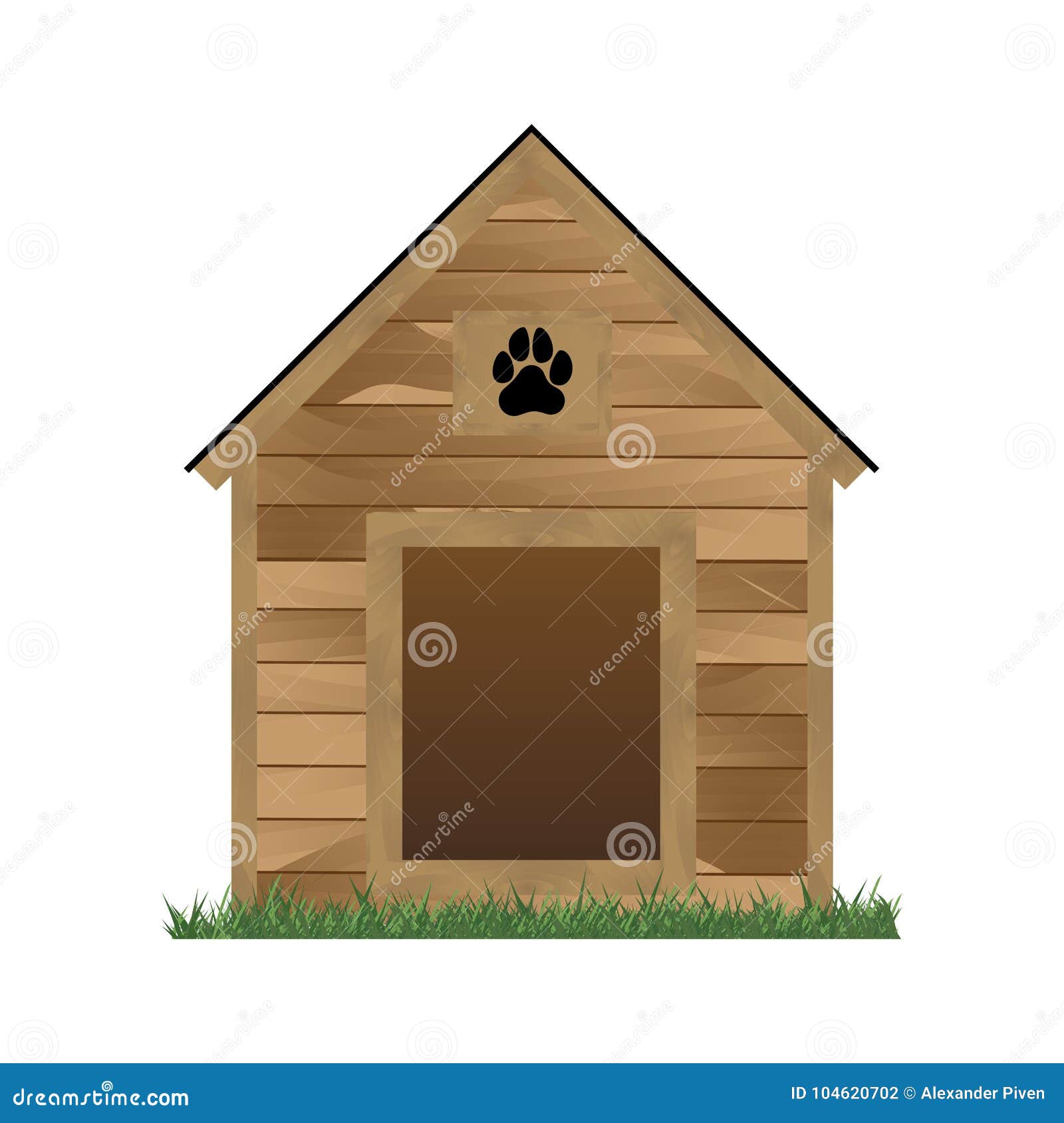 Vector Wooden Dog House Isolated on White Background Stock Vector ...