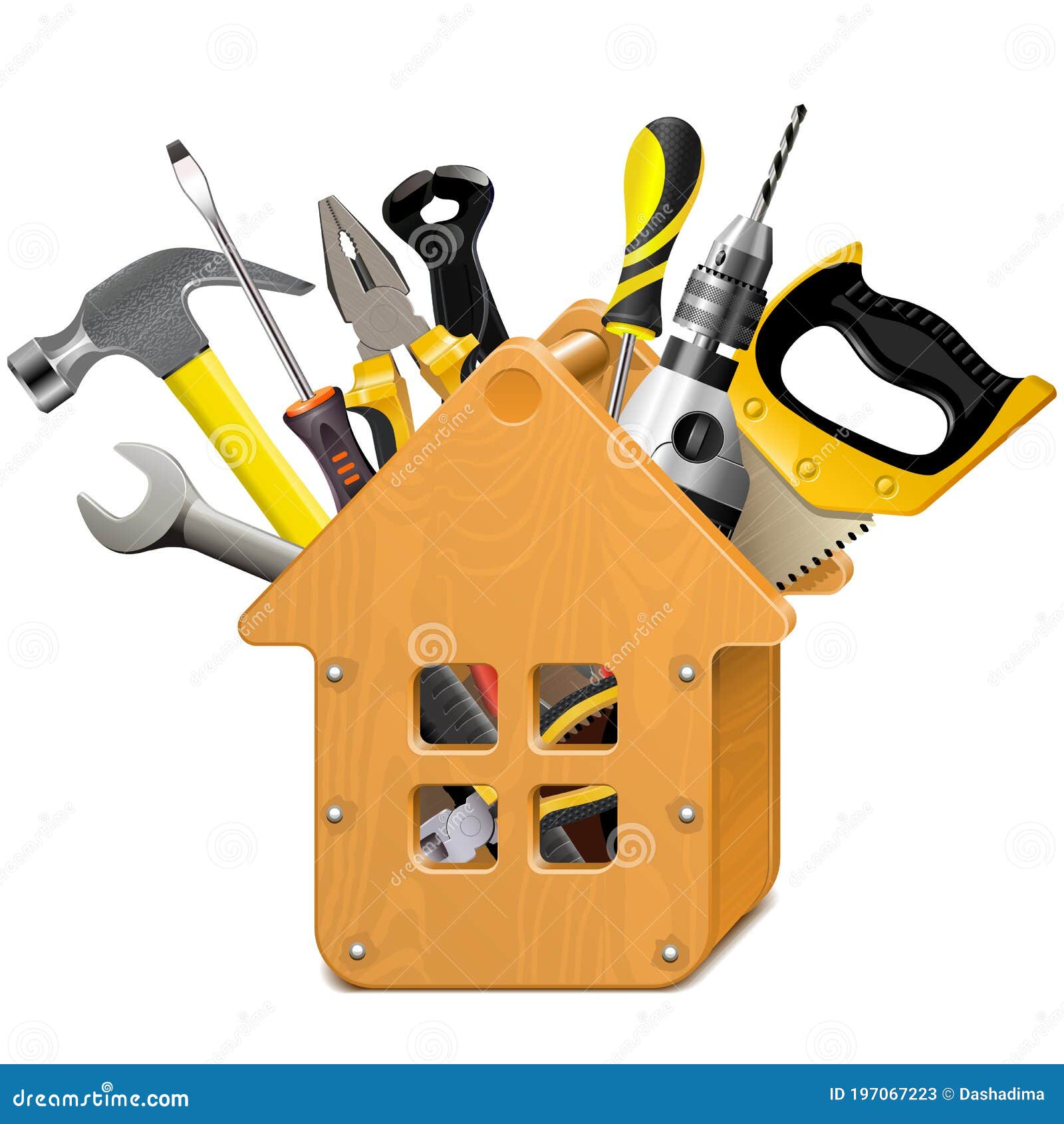House And Tools, Janitors And Tools Background Cartoon Vector ...
