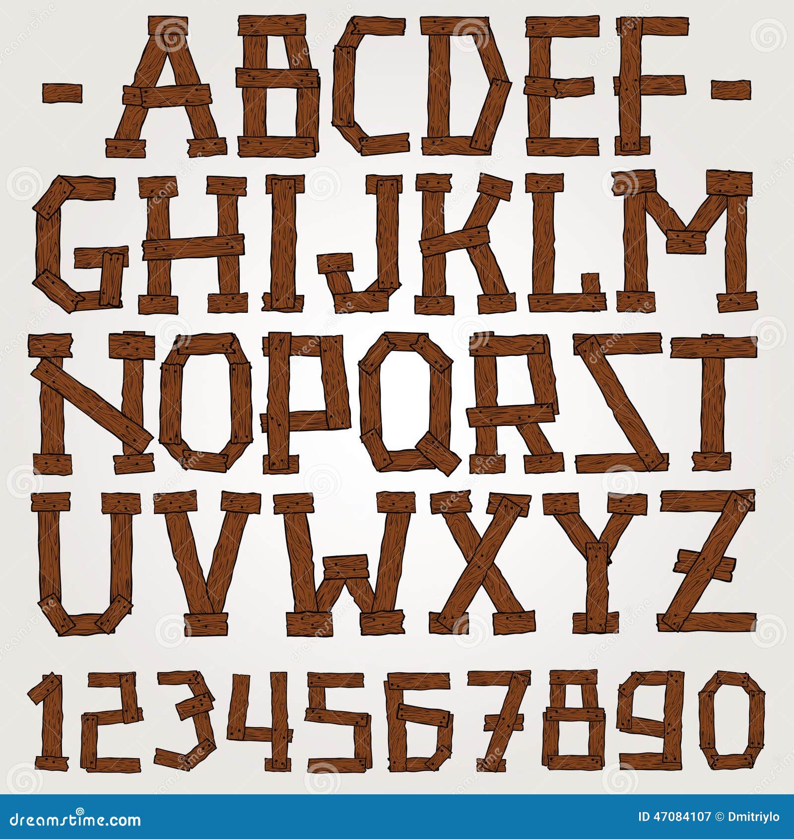 Vector wooden planks font stock vector. Illustration of wooden - 47084107