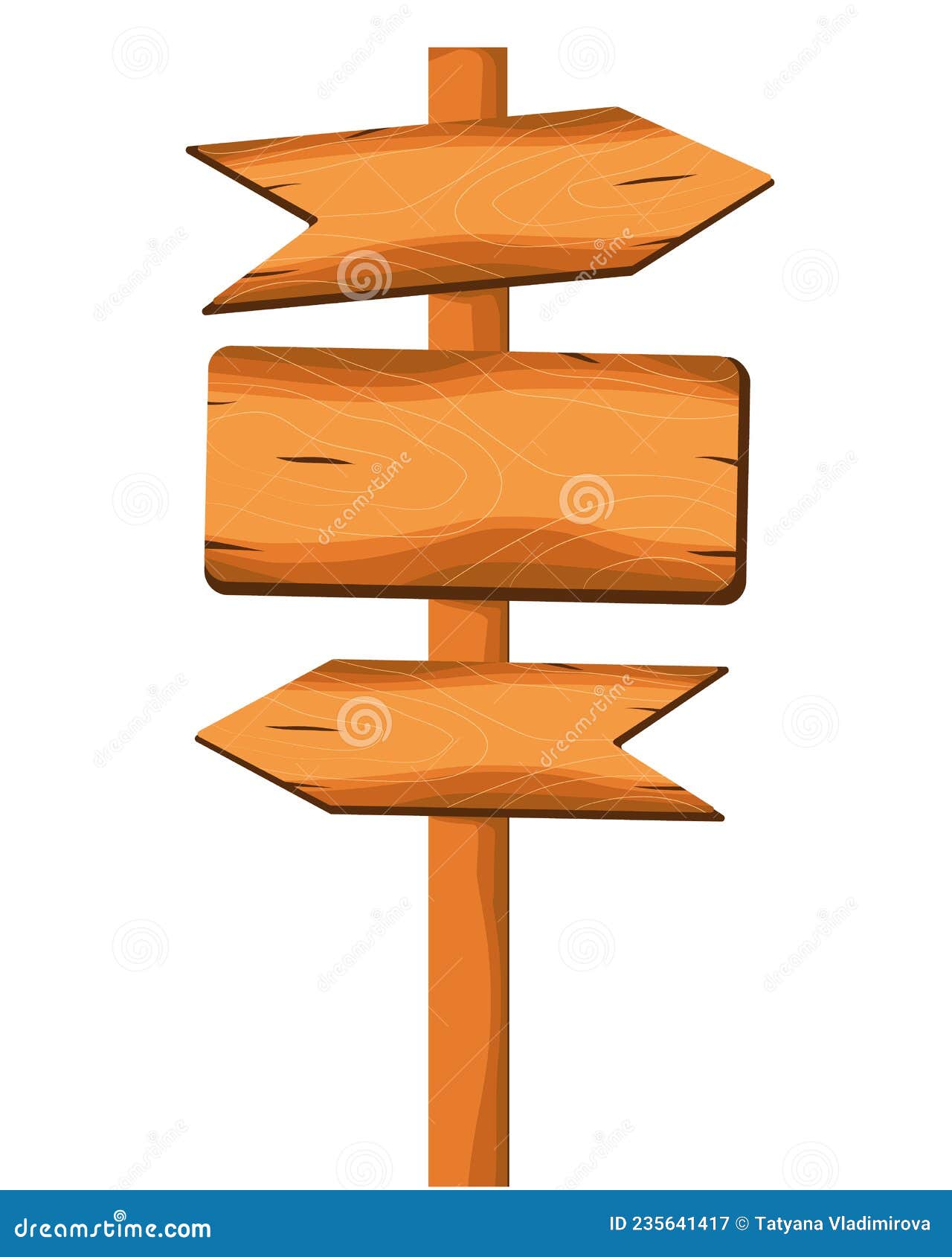 Vector Wooden Post with Pointers in Flat Style. Stock Vector ...