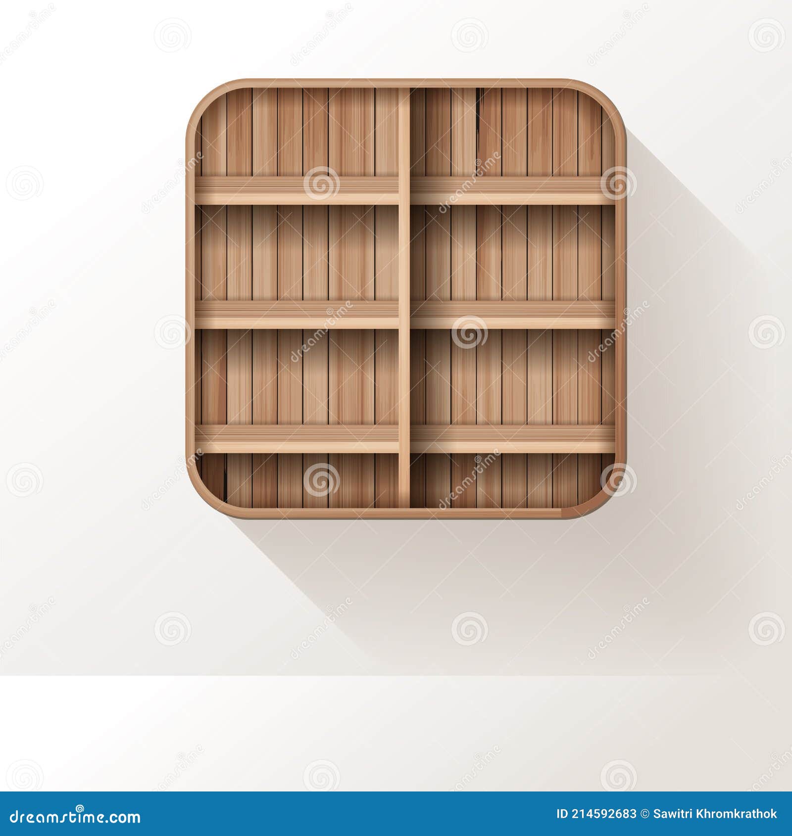 Vector Wooden Shelves Mock Up Empty Shelf Design Stock Vector ...
